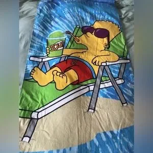 Accents | Yellow Cartoon Beach Towel With Sunglasses And Drink | Poshmark
